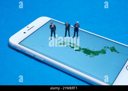 Map of Japan with miniature dolls Stock Photo - Alamy