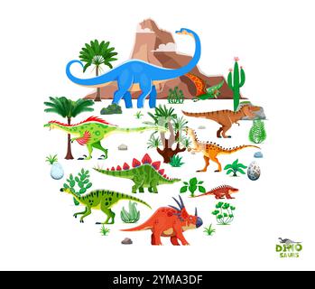 Cartoon Shansisuchus dinosaur character. Triassic era animal or lizard ...
