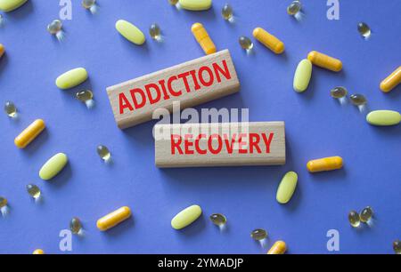 Addiction Recovery symbol. Concept words Addiction Recovery on wooden ...