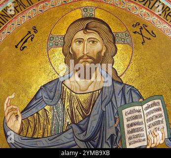 Christ as Pantocrator in the apsis mosaic, domed vault above the main ...