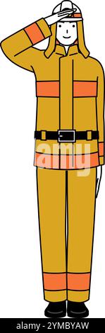 Firefighter in fire uniform making a salute, Vector Illustration Stock ...