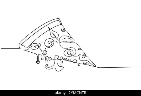 One continuous line pizza slice menu concept. Restaurant food pizzeria ...