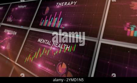 Mental health and depression crisis charts and graphs diagram concept ...
