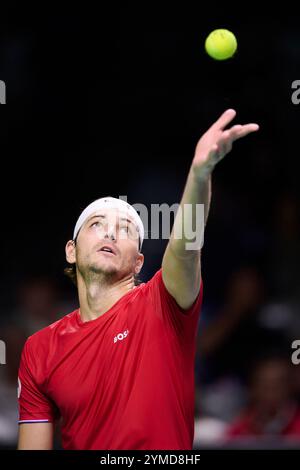 Alex De Minaur of Australia in action against Sam Querrey of the United ...