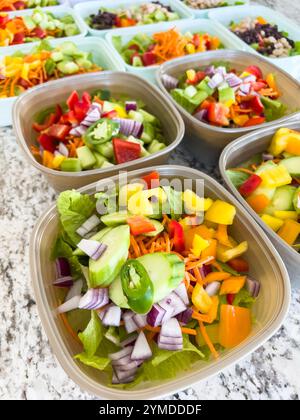 Meal Prep with Colorful Salads in Containers Stock Photo - Alamy