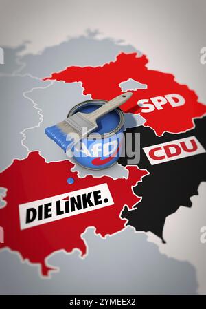 Saxony, a state in Germany, political map with capital Dresden, borders ...