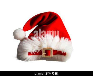 Single Santa Claus's red hat is isolated on a white background Stock ...