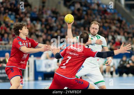 Luca Witzke (SC DHfK Leipzig, #7) , GER, MT Melsungen - SC DHfK Leipzig ...