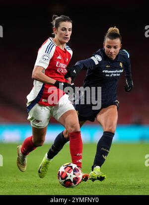 Arsenal’s Emily Fox (left) and London City Lionesses ' Isobel Goodwin ...