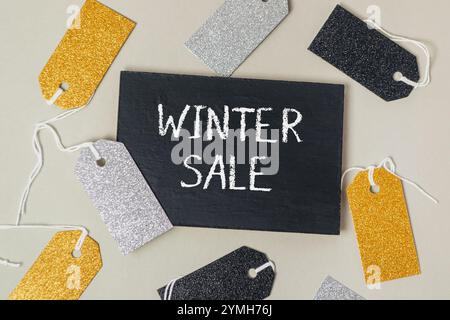 WINTER DISCOUNT text written on red grungy stamp sign Stock Photo - Alamy