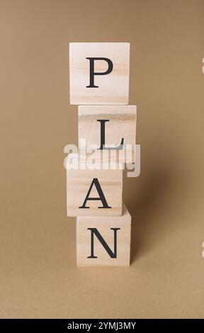 Wooden cube blocks with Plan A change to Plan B text. Business and ...