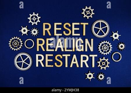 Reset alphabet letters with gears element on navy blue background Stock ...