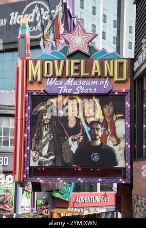 Movieland wax museum sign on Cliffton Hill in Niagara Falls, Ontario ...