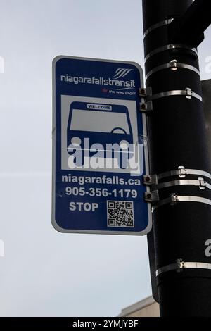 Bus stop sign on Victoria Avenue, Clifton Hill, Niagara Falls, Ontario ...