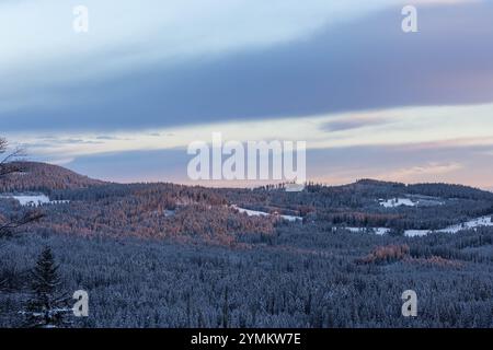 Feldberg, Germany. 22nd Nov, 2024. The rising sun illuminates the snow ...