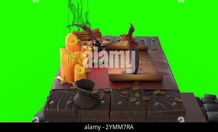 black magic table with green background Stock Photo - Alamy