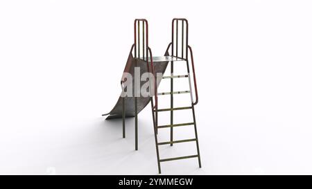 abandoned children slide with white background Stock Photo - Alamy