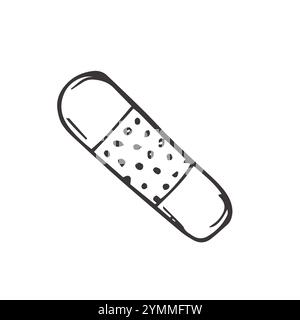 Adhesive plaster hand drawn outline doodle icon. Adhesive bandage as ...