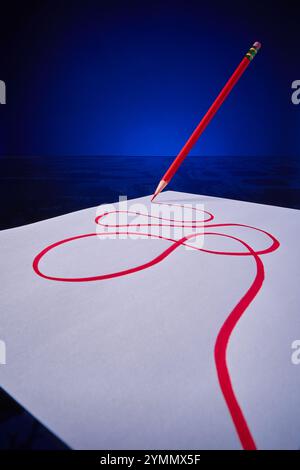 Pencil drawing a swirling line Stock Photo - Alamy