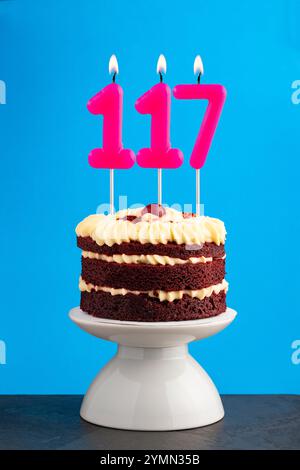 Birthday candle number 117 - Invitation card with yellow background ...