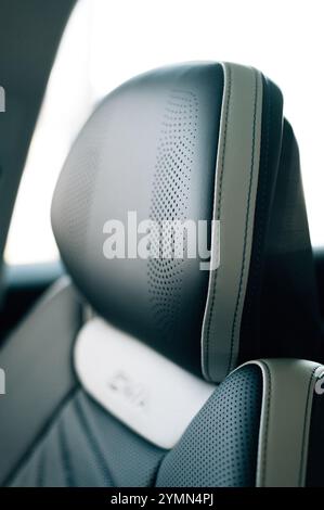 Car seat with grey upholstery, closeup view Stock Photo - Alamy