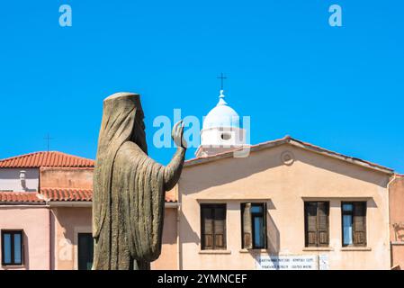 Greece, view of the statue of Patriarch Athenagoras seen against the ...