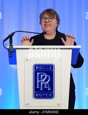 Minister for Defence Procurement and Industry, Maria Eagle cuts a ...