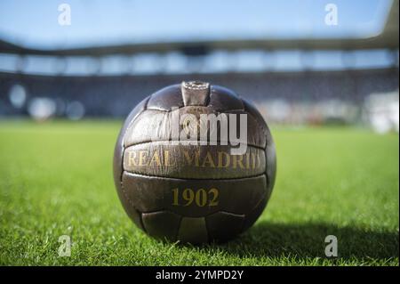 LUBIN, POLAND - SEPTEMBER 14, 2024: Old soccer ball with writing Real ...