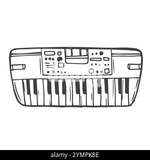 Doodle synthesizer. Vector sketch illustration of musical instrument ...