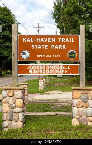 Trail sign, Kal-Haven Trail Sequicentennial State Park, Kalamazoo ...