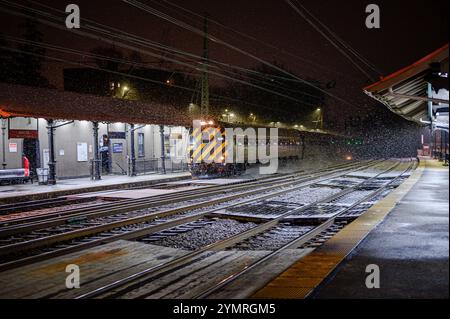 Rail Vehicles in the snow in the Philadelphia area Stock Photo - Alamy