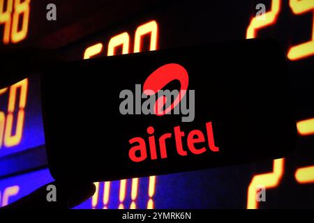 In this photo illustration, the Bharti Airtel Limited logo is seen ...