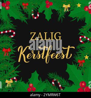 Vrolijk Kerstfeest calligraphy hand lettering isolated on white. Merry ...