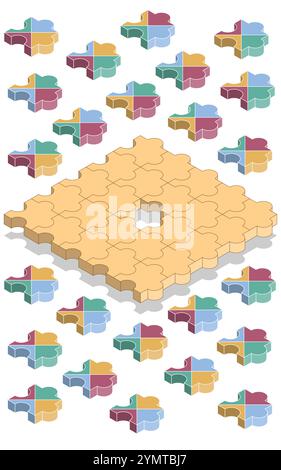 Puzzle game. Isometry. Isolated on white background. Vector ...