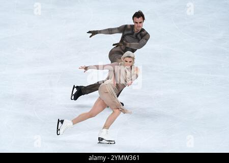 Olivia Smart and Tim Dieck, of Spain, perform during the ice dance free ...