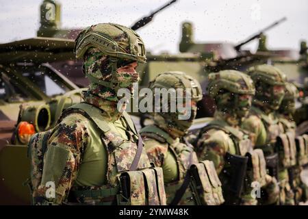 Presentation of Serbian Armed Forces. Rows of Soldiers with Modern ...