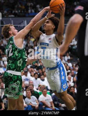 North Carolina guard Seth Trimble watches as the team warms up before ...