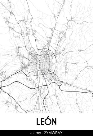 Urban vector city map of Leon, Spain Stock Vector Image & Art - Alamy