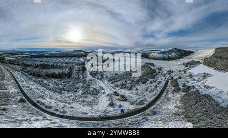 Aerial panorama of the Wicklow Gap with a covering of snow Stock Photo ...