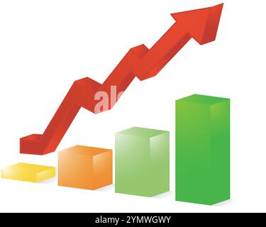 3D Growth Stock Chart Arrow with Golden Coins Stock Vector Image & Art ...