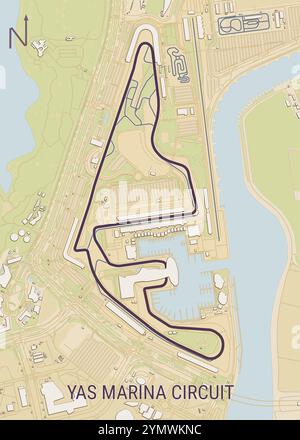 Racing track map Yas Marina Circuit in Abu Dhabi UAE, United Arab ...
