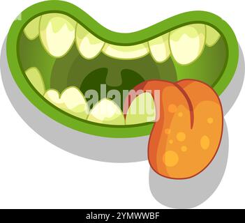 Halloween scary and creepy drool monster grin jaw. Goblin ugly roaring ...