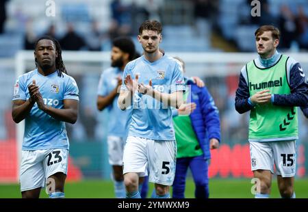 Coventry City's Jack Rudoni (centre) in the crowd with the fans during ...