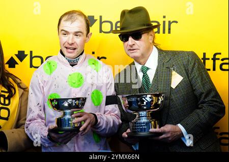 Jockey Charlie Deutsch and owner Rich Ricci after winning the Betfair ...