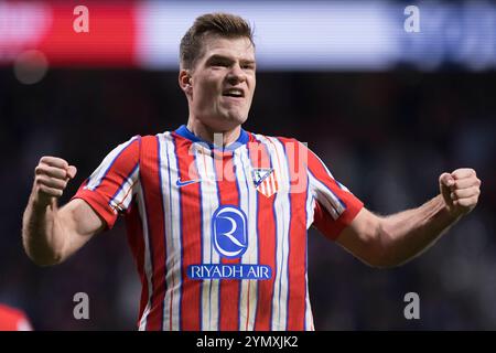 Alexander SORLOTH of Atletico Madrid celebrates his goal and player of ...