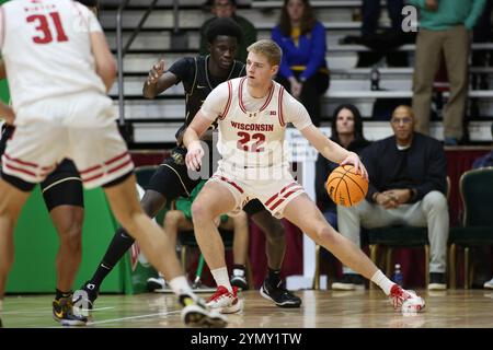 Wisconsin forward Steven Crowl (22) and Northwestern center Matthew ...