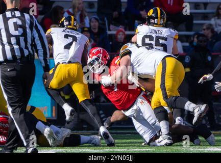 Maryland defensive lineman Tommy Akingbesote participates in vertical ...