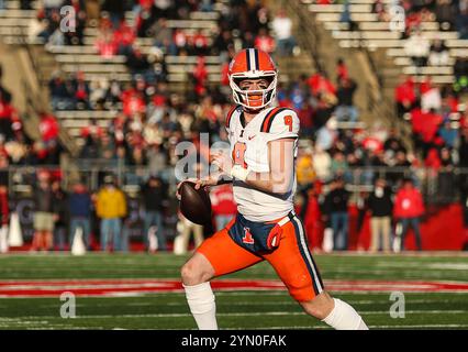 Illinois quarterback Luke Altmyer (9) looks to pass during an NCAA ...