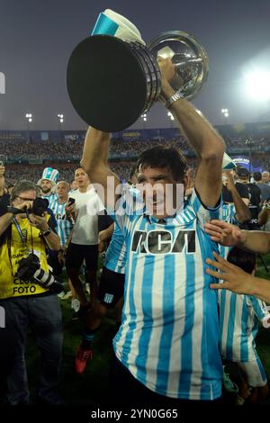 Coach Gustavo Costas of Argentina's Racing Club reacts during a Copa ...