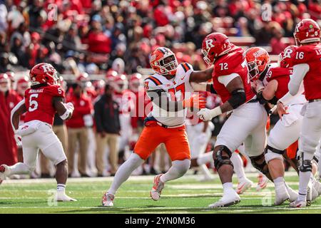Rutgers offensive lineman Hollin Pierce stretches at the NFL football ...